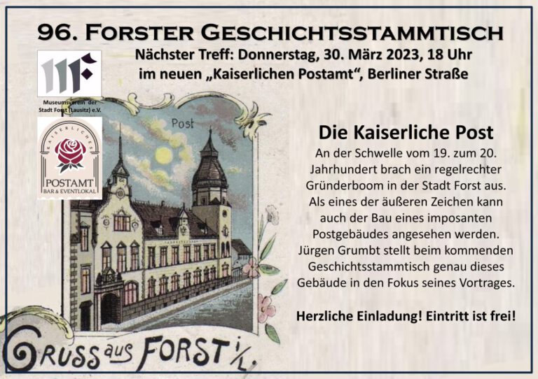 96. Forster Geschichtsstammtisch – Das Kaiserliche Postamt ...